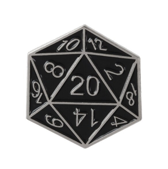 Pin Esmaltado Dado D20 Acerado– PiedraBruja